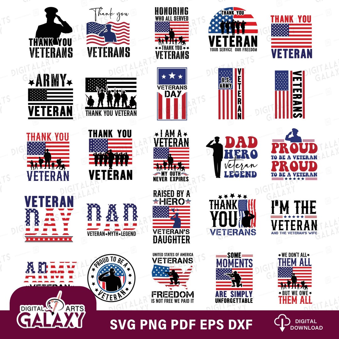 Veterans SVG Bundle, American Flag SVG, Patriotic SVG Files, Military ...