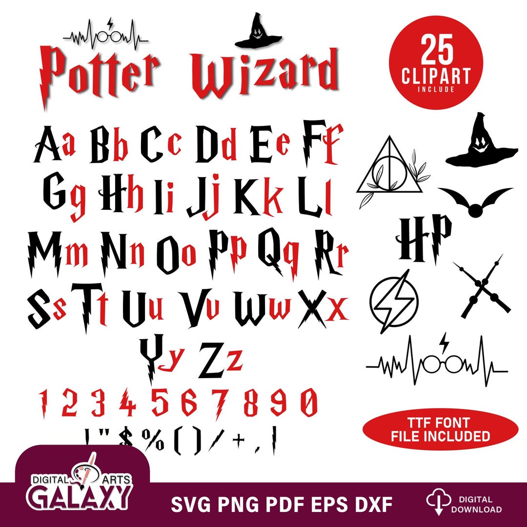 Potter Wizard Font SVG | Magic Font SVG | Wizard Alphabet TTF & Svg ...