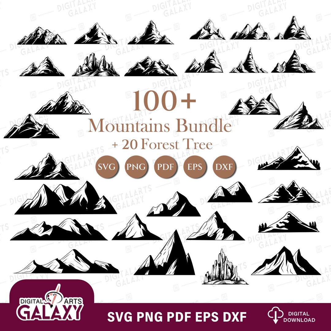 Mountain SVG Tree SVG SVG Bundle Forest Tree Svg Mountain Range Clip ...
