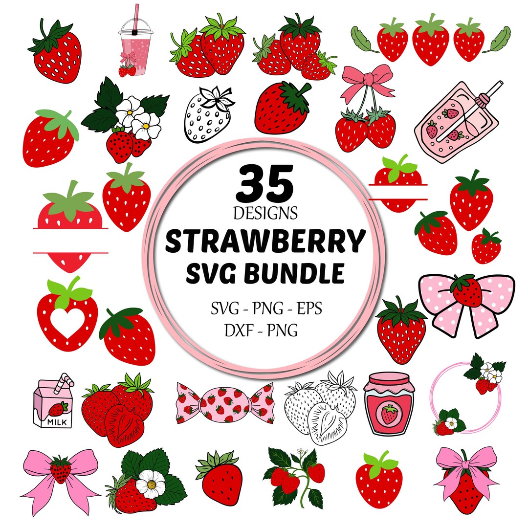 Strawberry SVG Bundle, Strawberry Clipart PNG, Fruits SVG for Cricut ...