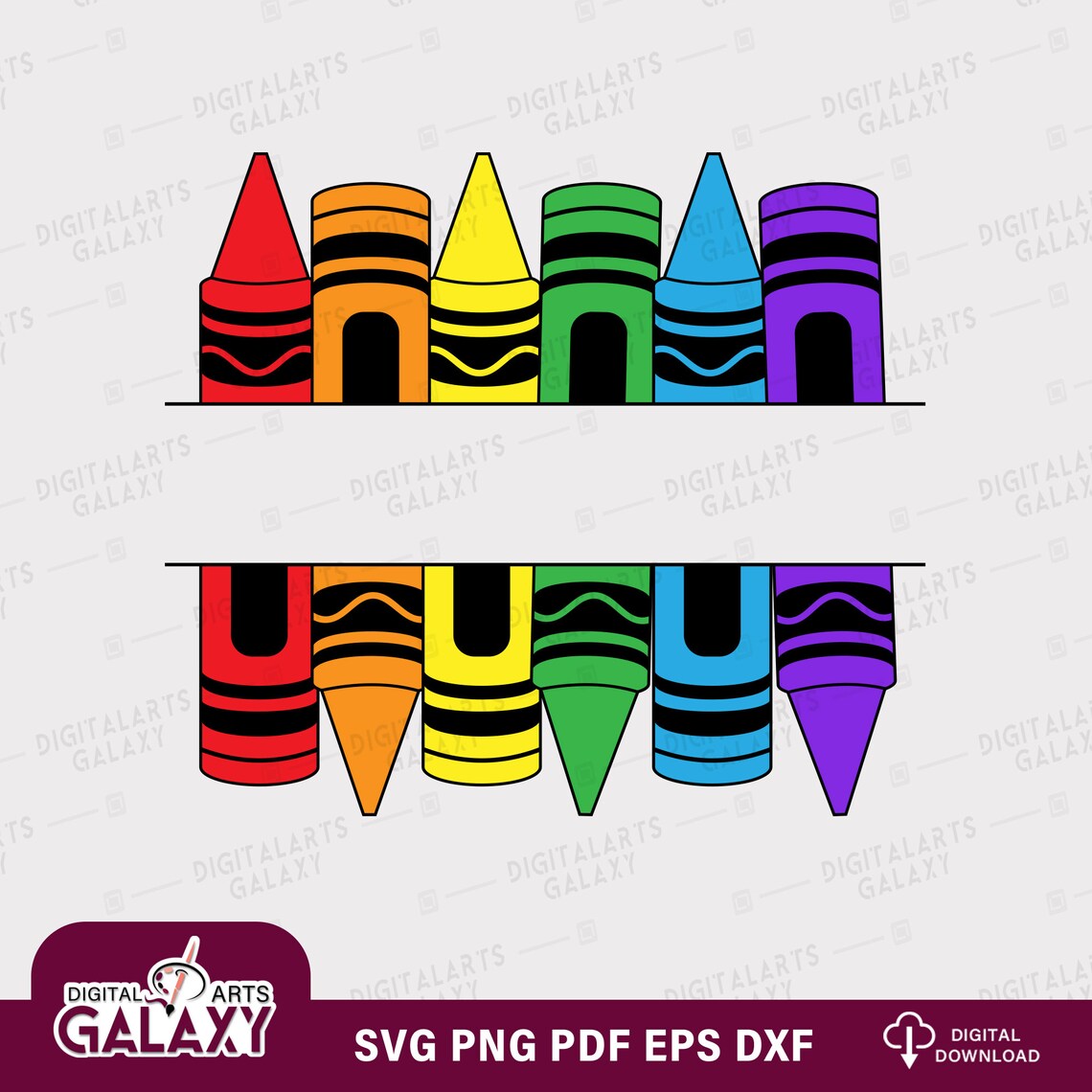 Crayon Monogram Svg Personalized Crayons Png Crayon Split Monogram