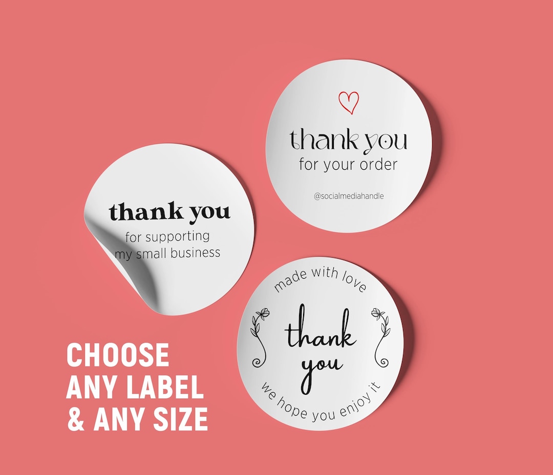 Printable Thank You Stickers Small Business Thank You Label Round ...