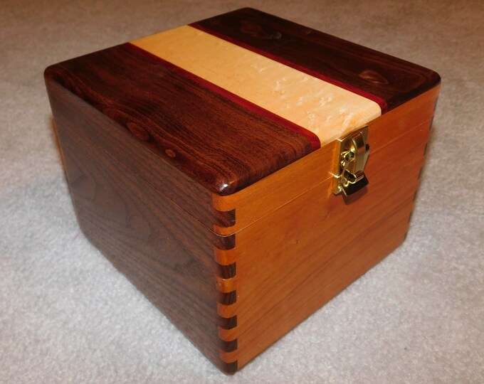 Wood Recipe Box for 4" X 6" Index Cards - Walnut & Cherry - Etsy