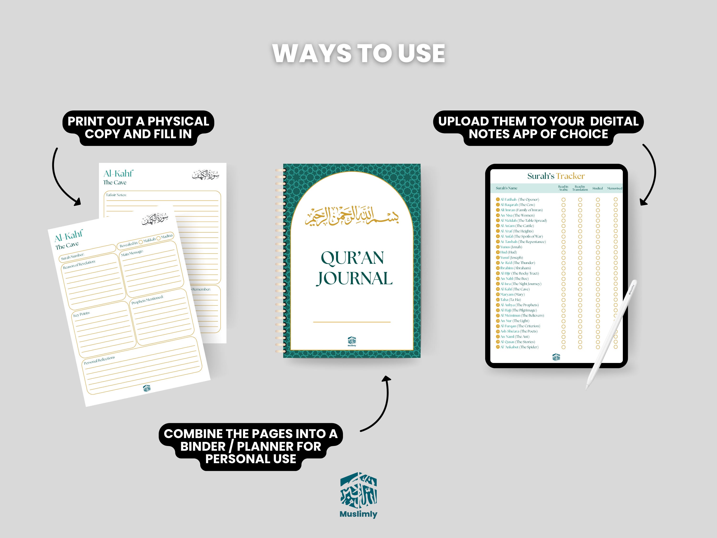 Quran Journal Digital, Quran Study, Quran Tracker, Muslim Planner ...