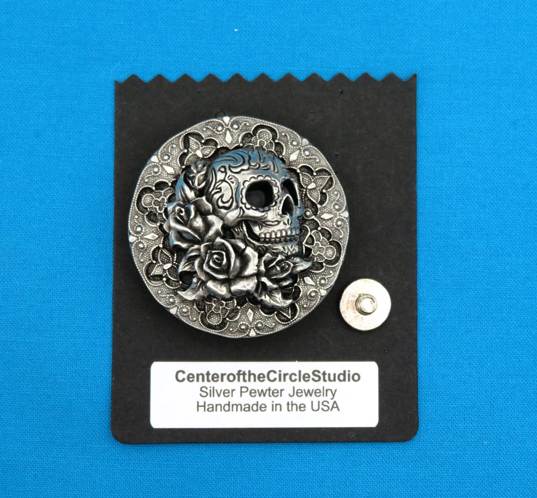 Sugar Skull Concho (1-5/8 Inches): Large Handmade Calavera / Day of the ...