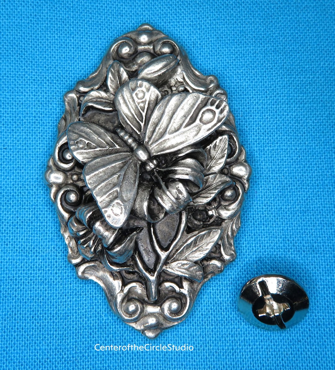 Butterfly Concho, Handmade Butterfly on a Flower Cast Metal Chicago ...