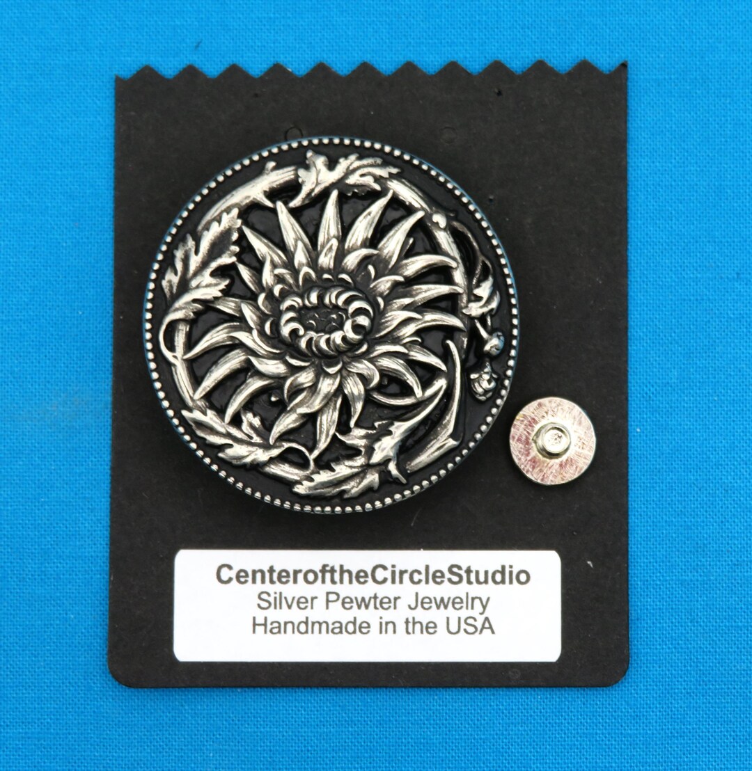 Chrysanthemum Flower Concho, Large Handmade Cast Metal Chrysanthemum ...