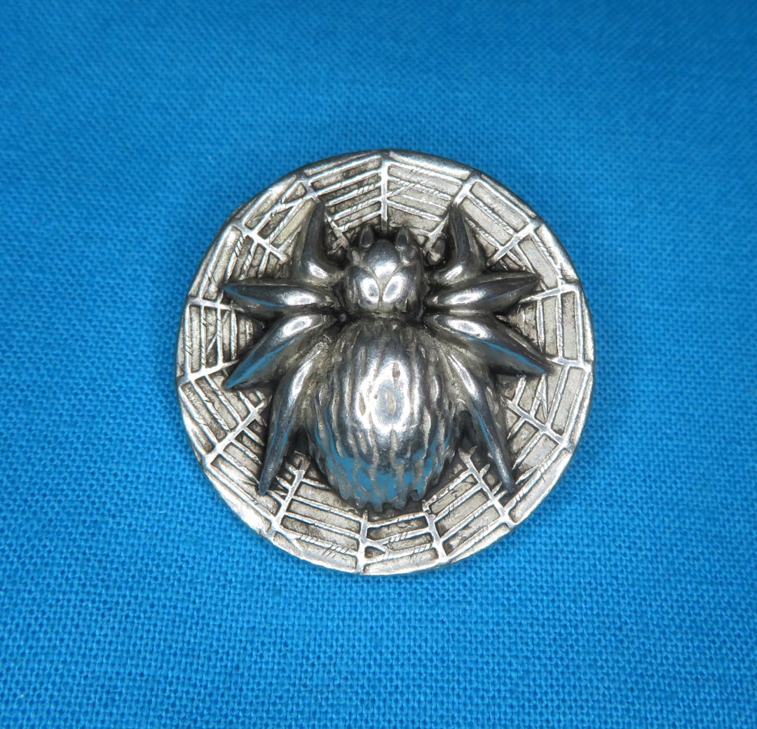 Spider Button, 1 1/8, Large Jumping Spider Button, Handmade Silver ...
