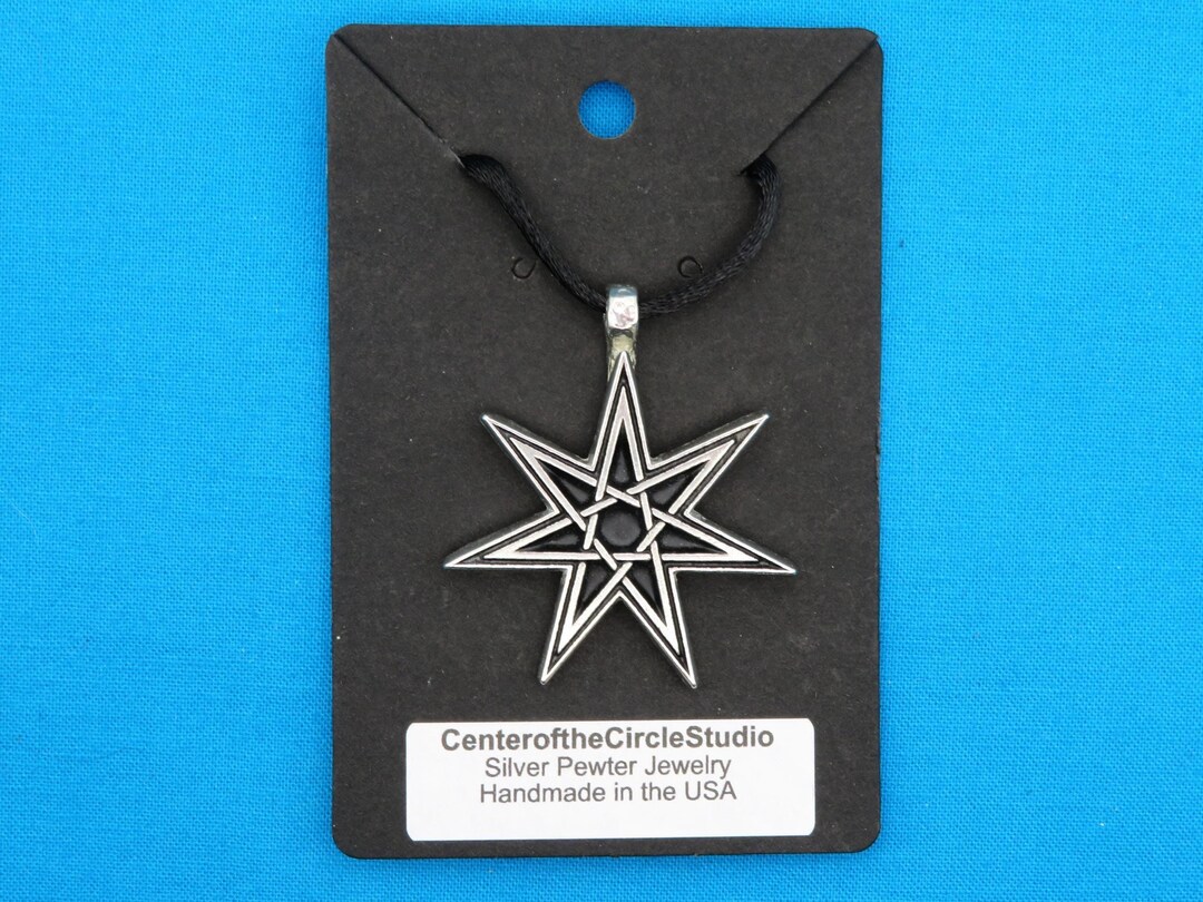 Septagram Heptagram Necklace, Small 7 Pointed Star Sacred Geometry ...