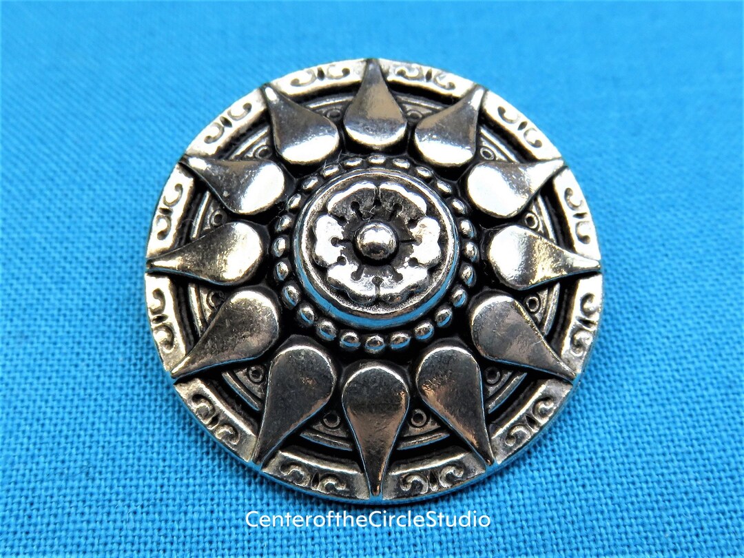 Sunburst Victorian Button (large 1-5/32 Inch): Handmade Silver Pewter ...