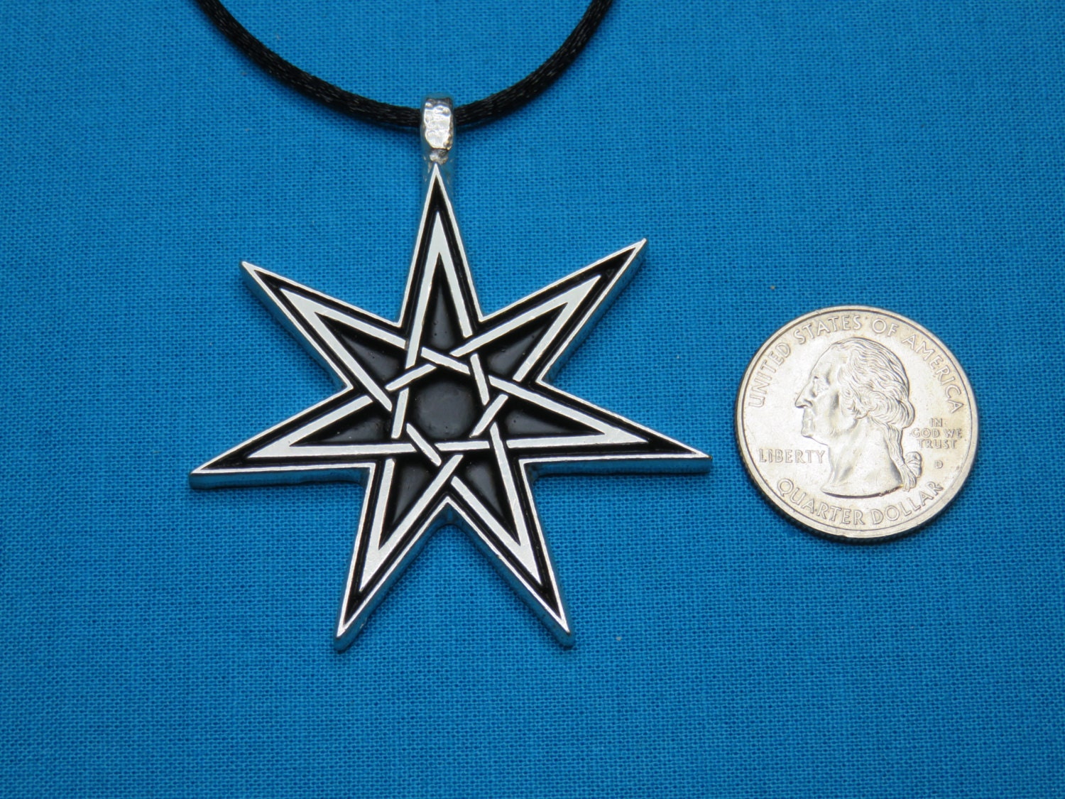 Septagram Heptagram 7 Pointed Star Necklace Large - Etsy