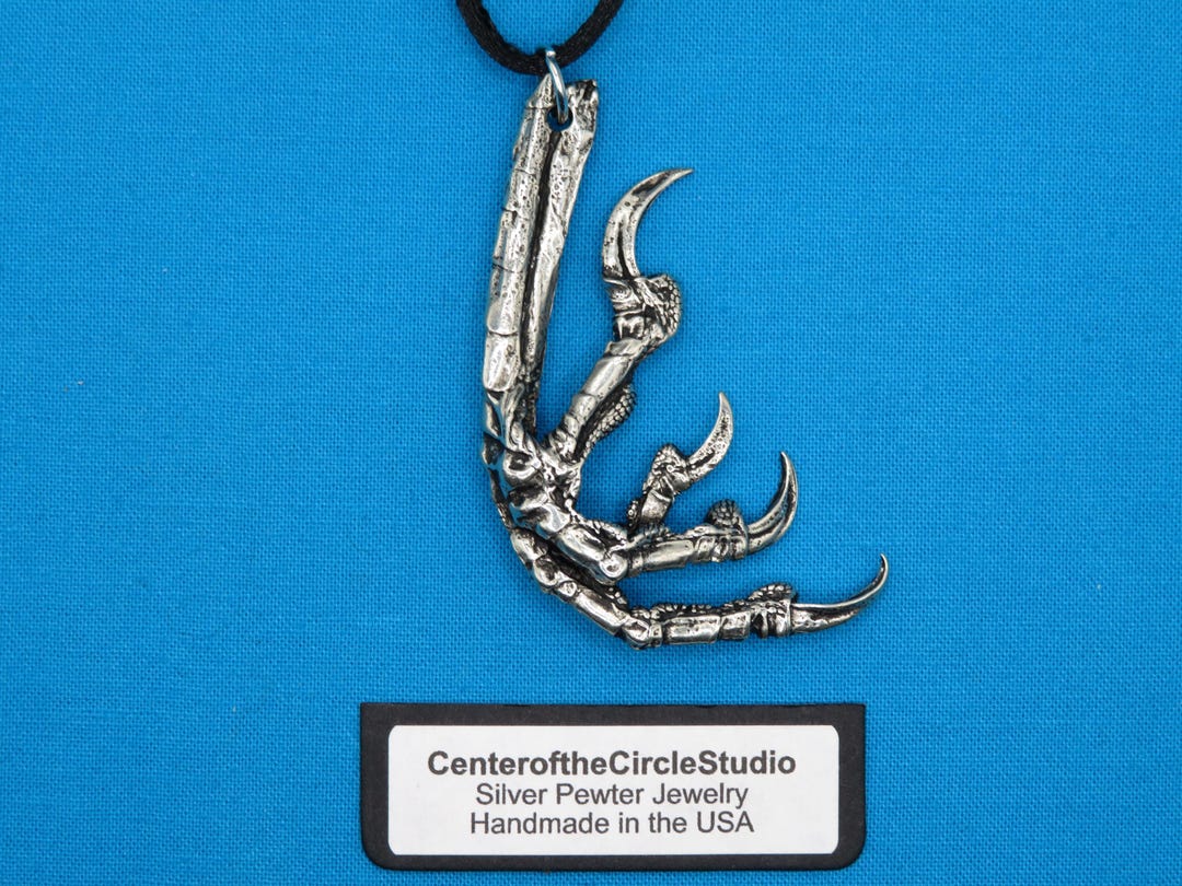 Crow's Claw Necklace: Right Foot Talisman Pendant - Handmade Solid ...