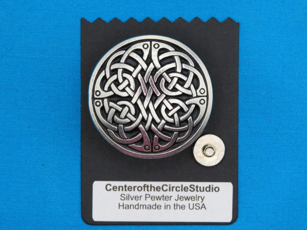 Celtic Knot Concho, 1 1/2", Handmade Silver Pewter Metal Chicago Screw ...