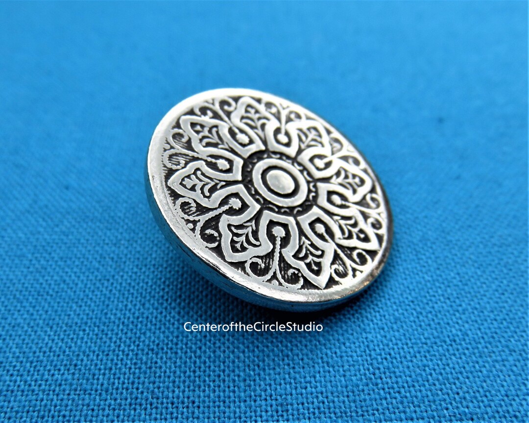 Turkish Button, 7/8", Handmade Reproduction Cast Silver Pewter Metal ...