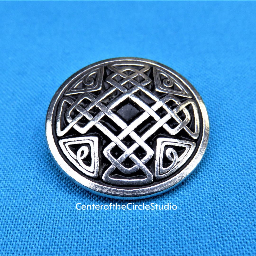 Celtic Shield Button 1", 25mm Handmade Cast Silver Pewter Irish Celtic ...