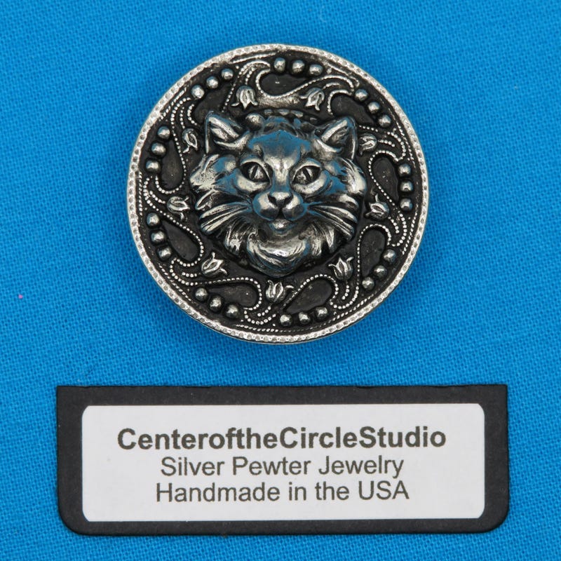 Silver Buttons Cat - Etsy