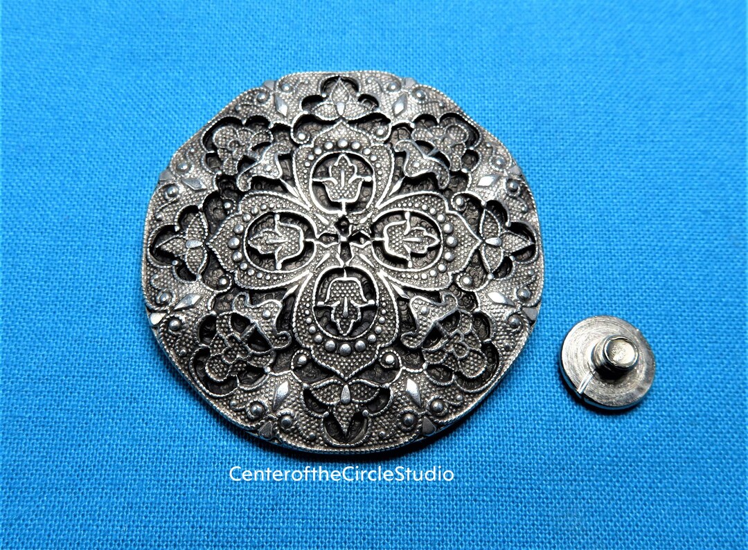 Turkish Concho: (1-5/8 Inch) Handmade Cast Silver Pewter Period Middle ...