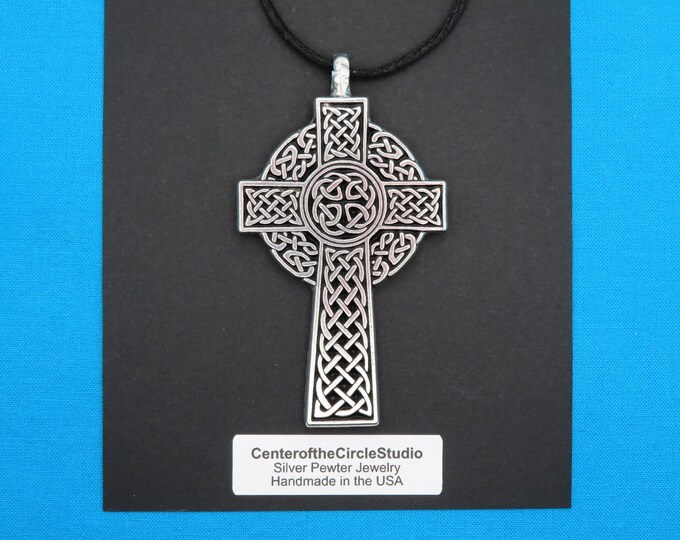 Long Loops Big Celtic Cross Pendant Necklace, Light Weight Aluminum ...