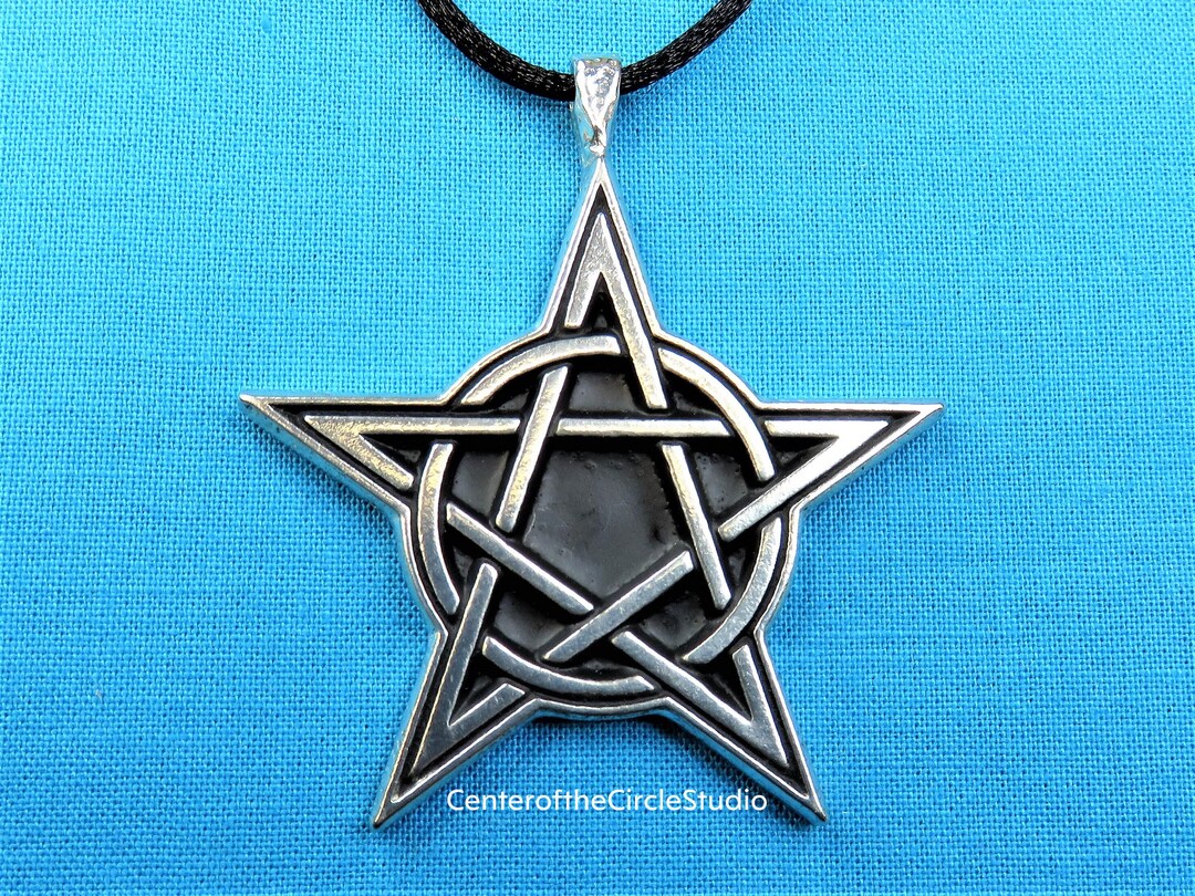 Large Pentacle Necklace, Individually Handmade Cast Silver Pewter Metal ...