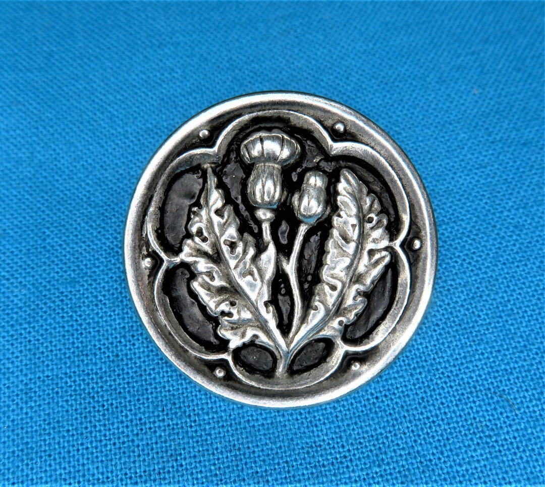 Thistle Button, 1 1/16, Scottish Button, Handmade Silver Pewter ...