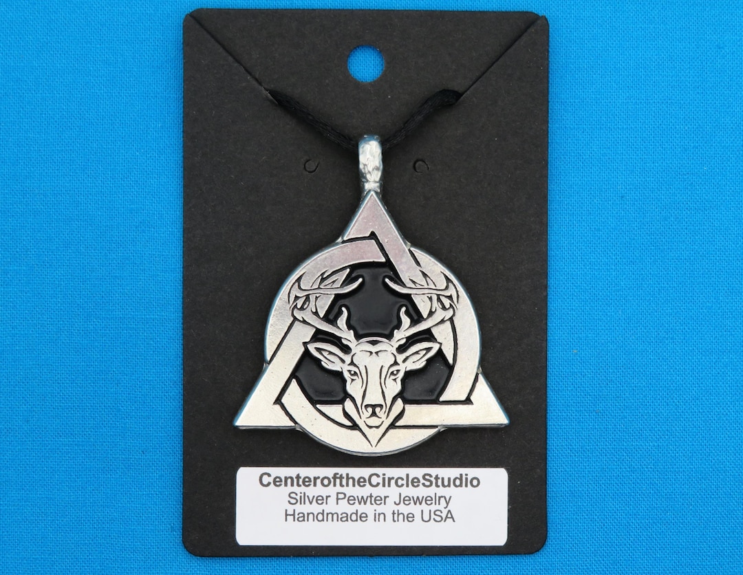 Large Deer Cervid Therian Pride Necklace, Handmade Silver Pewter Metal ...