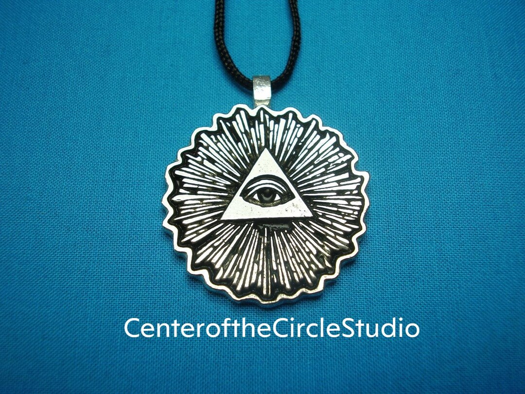 Small Illuminati Necklace, Handmade Solid Cast Silver Pewter Eye of the ...
