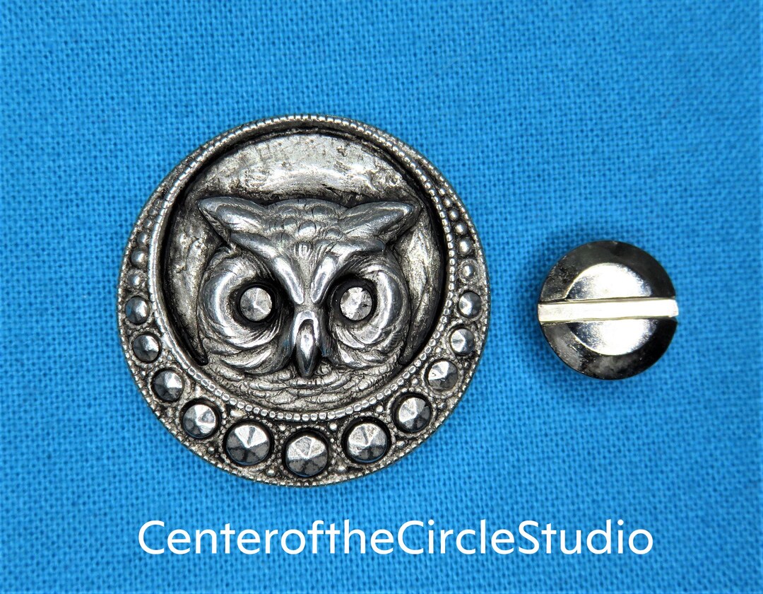 Owl Concho 1", Owl Threaded Screw Back Stud, Handmade Owl Face Chicago ...