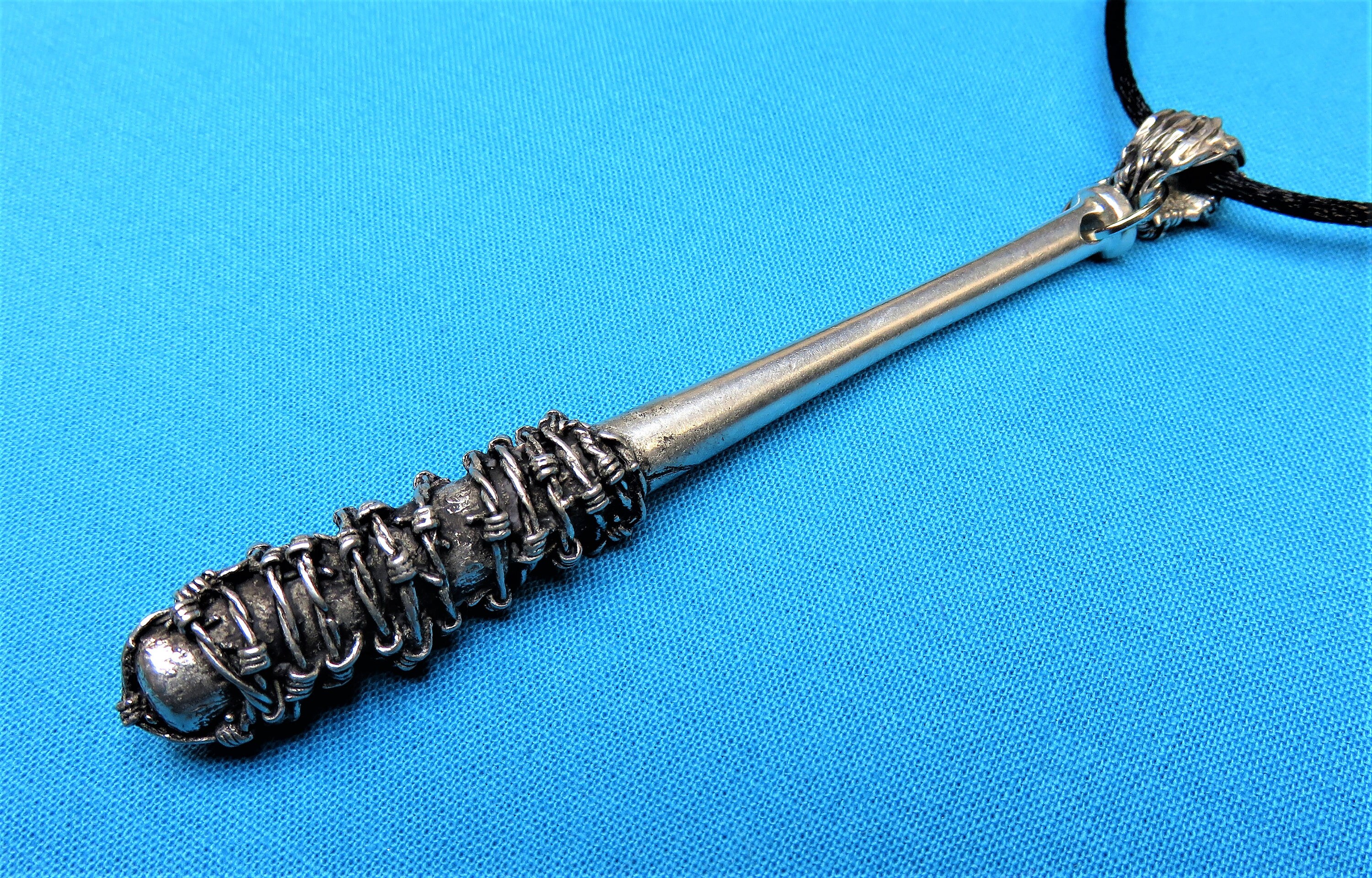 Baseball Bat With a Barbed Wire Bail Necklace - Etsy