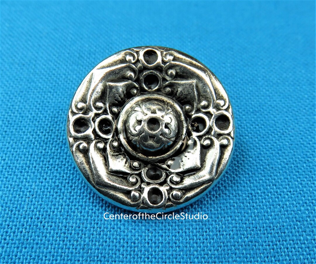 Victorian Button 3/4" Handmade Cast Silver Pewter Floral Victorian ...