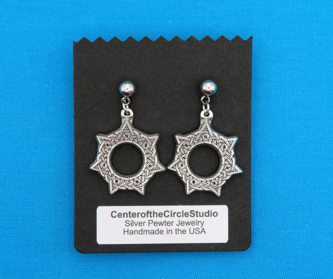 Handmade Celtic Star Earrings Heptagram Septagram Design 7-pointed ...