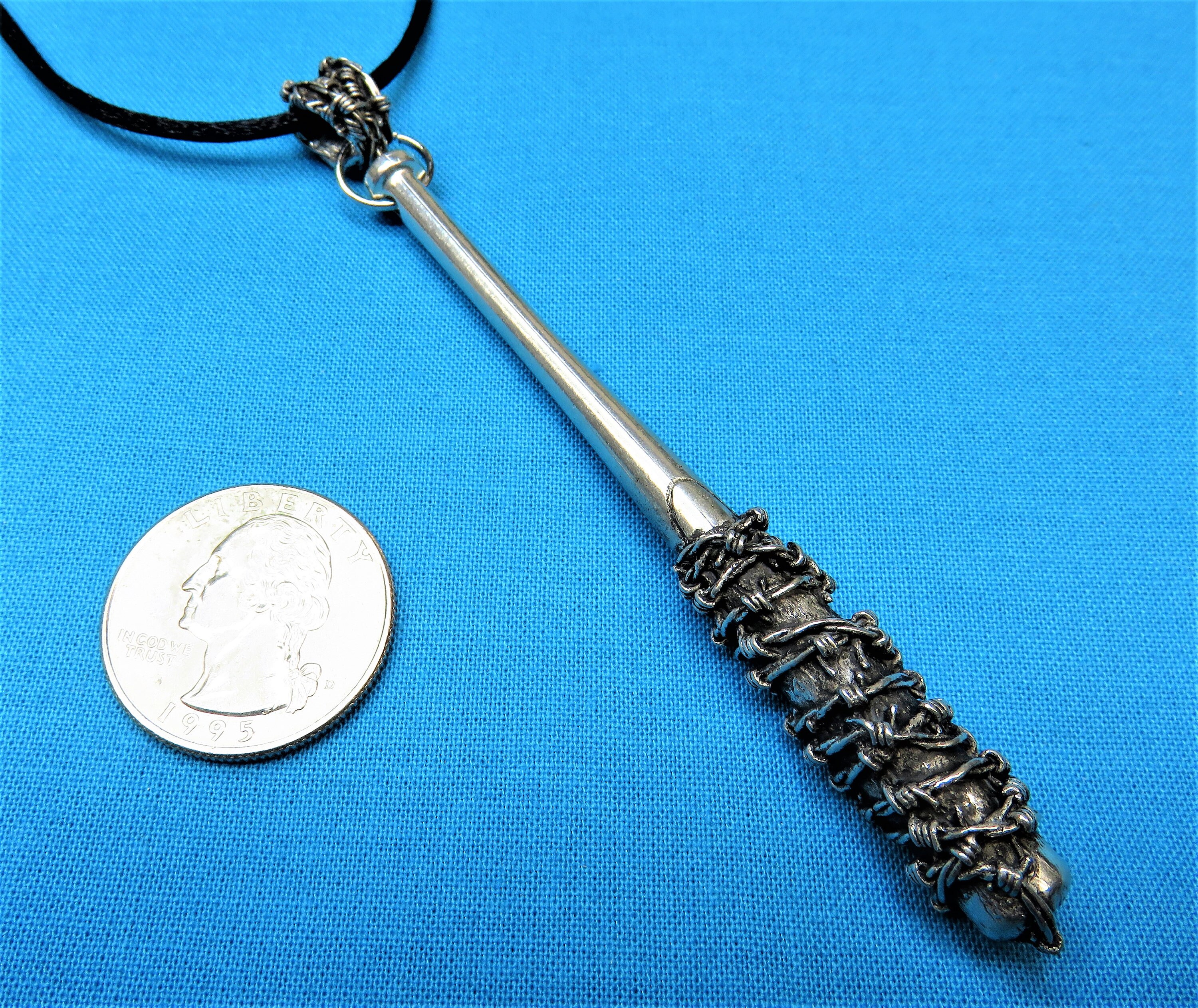 Baseball Bat With a Barbed Wire Bail Necklace - Etsy