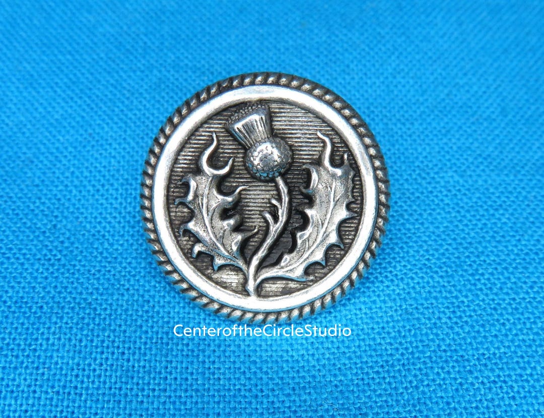 Scottish Thistle Button: (11/16 Inch) Small HANDMADE Silver Pewter ...