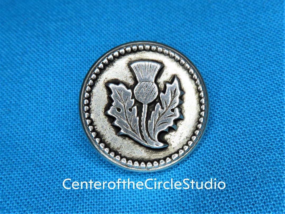 Scottish Thistle Button, 3/4" Metal, Round Scottish Thistle Clothing ...