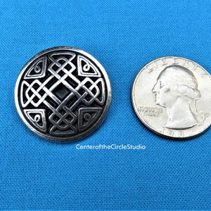 Celtic Shield Button 1", 25mm Handmade Cast Silver Pewter Irish Celtic ...