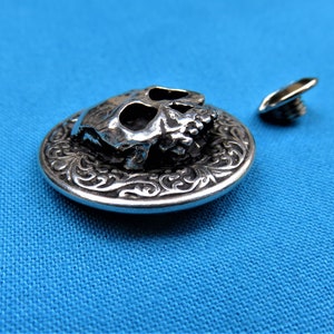 Gothic Skull Concho, 1 1/32", Screw Back, Handmade Metal Skull Concho ...