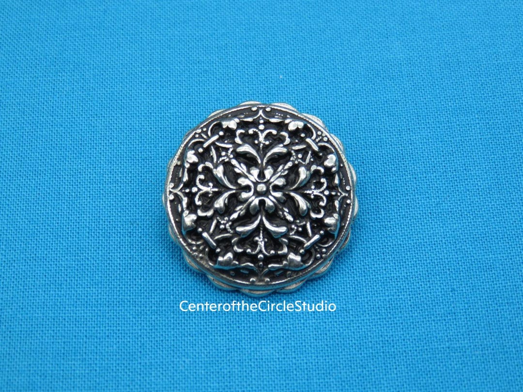 Victorian Button 1 1/8", Handmade Cast Silver Pewter Metal Period ...