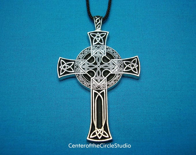 Long Loops Big Celtic Cross Pendant Necklace, Light Weight Aluminum ...