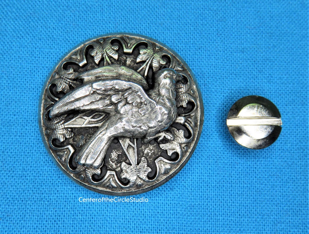 Dove Concho, 1 1/8", Handmade Cast Silver Pewter Metal Dove Bird of ...
