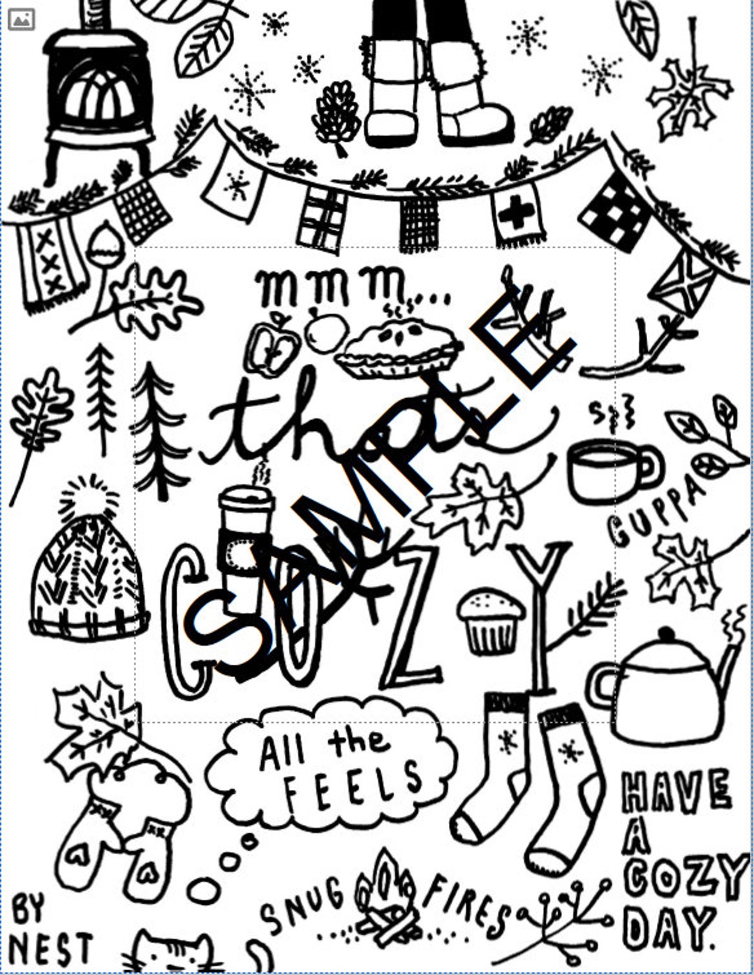 Cozy Coloring Printable Pdf - Etsy