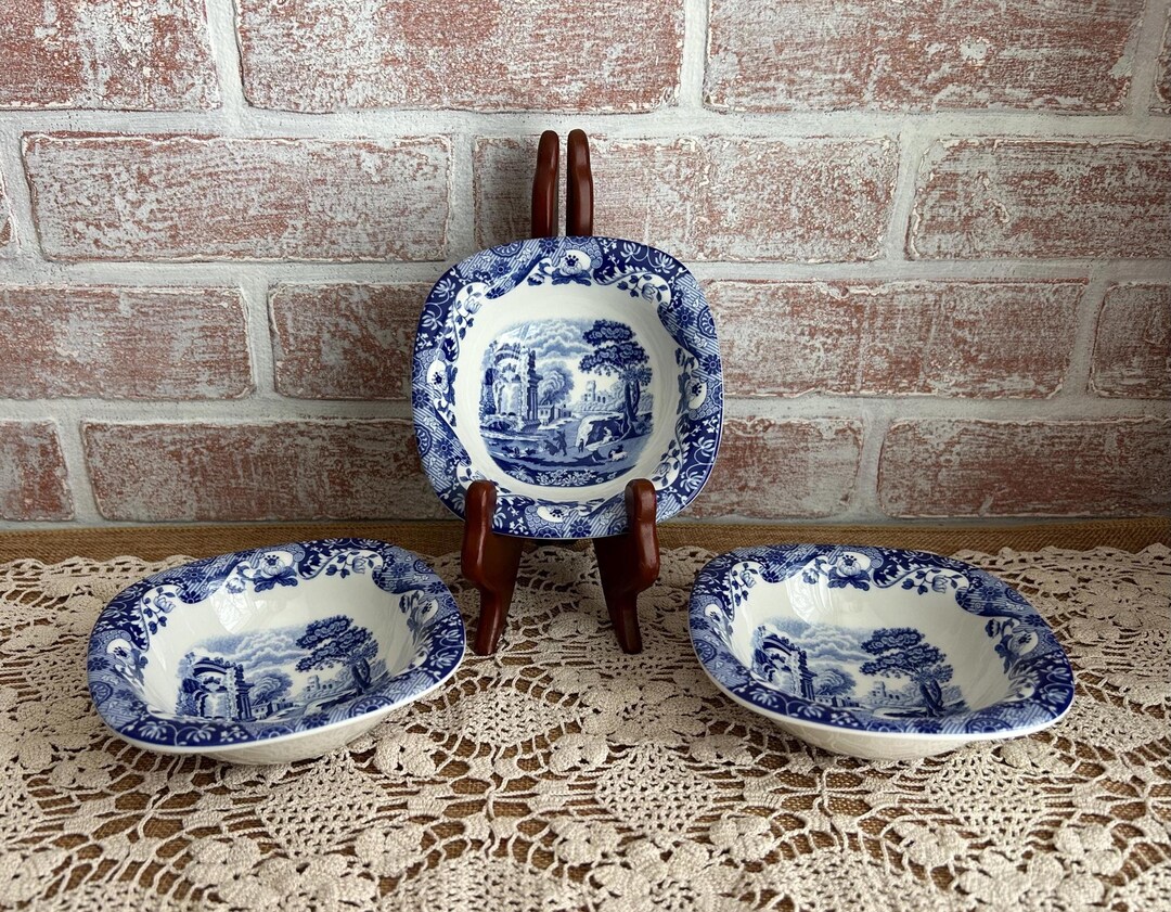 Spode Italian Blue & White Transferware Square Dip Dishes – Set of 3 ...