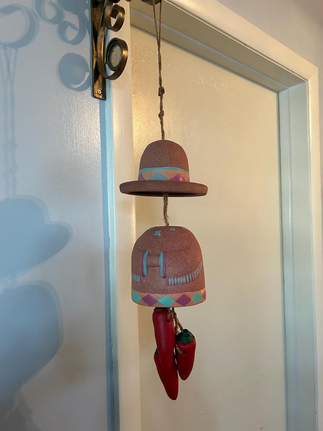 Vintage 1990's Southwest-style Terra Cotta Sombrero and Chili Peppers ...