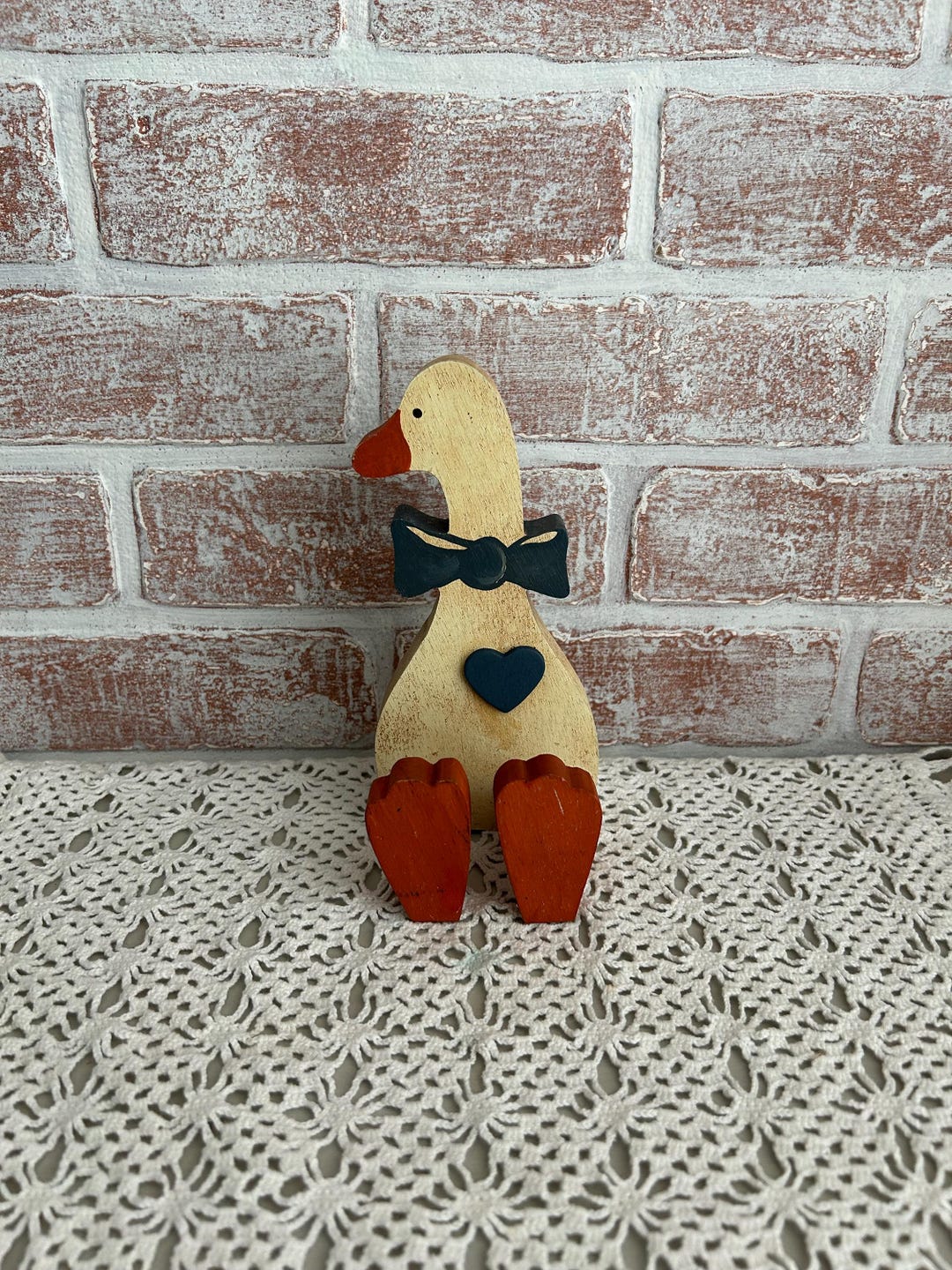 Vintage 1980's Hand Crafted Wooden Duck Shelf Sitter - Etsy