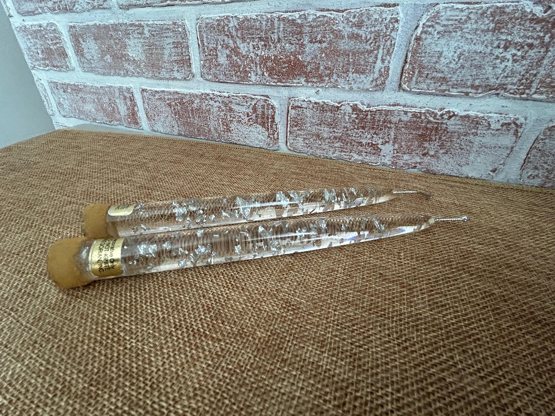 Vintage Lucite 8" Silver Taper Candles, Gregorian Inc Decorative ...