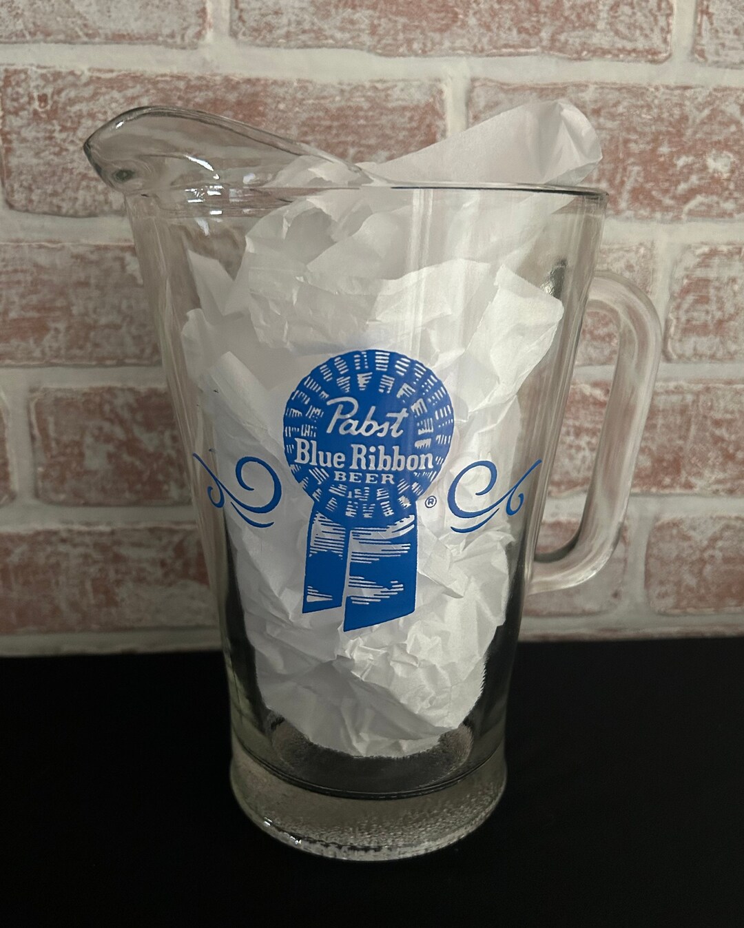 Vintage 1970's Pabst Blue Ribbon Beer Glass Pitcher - 60 Oz. - Etsy