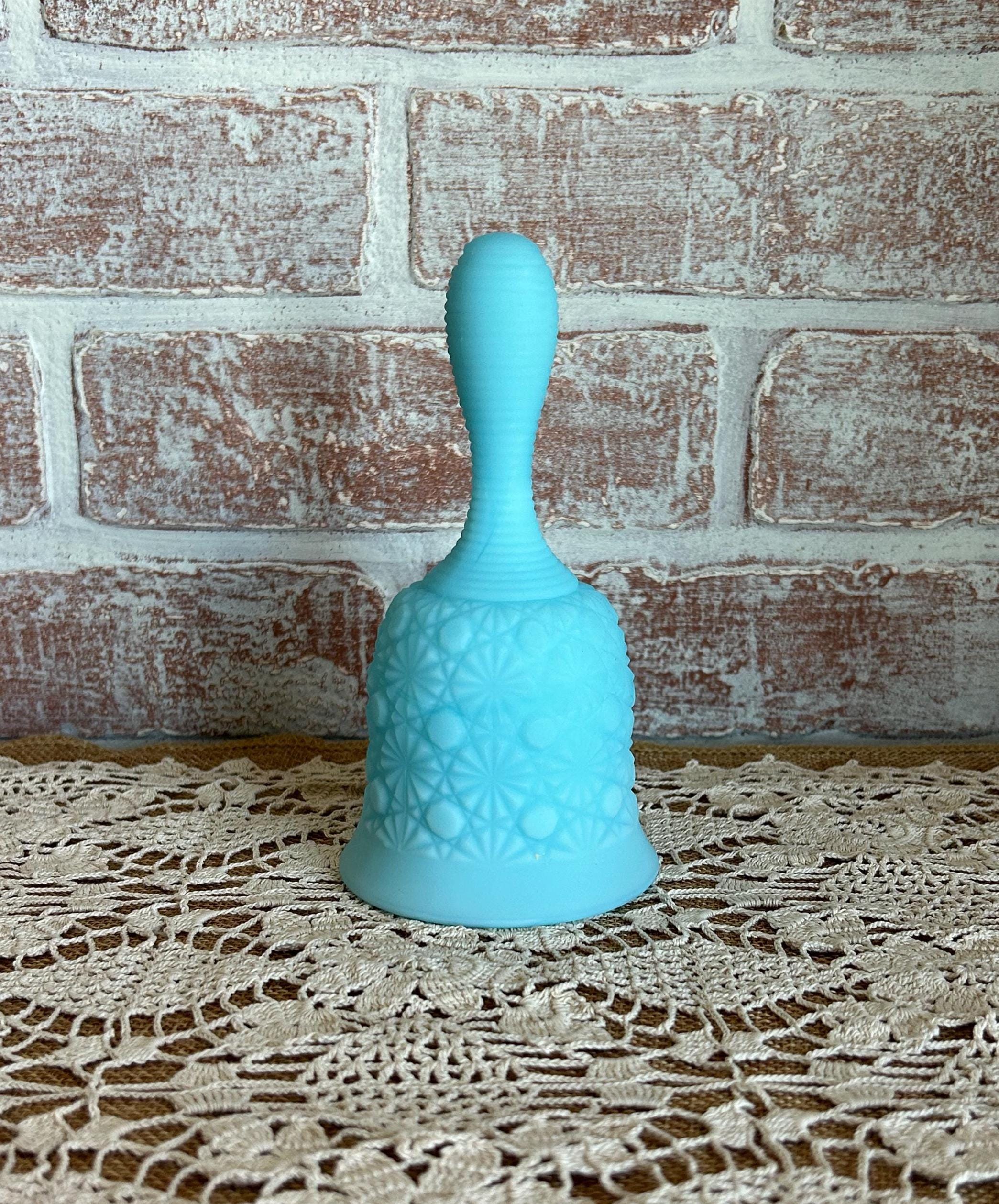 Vintage Fenton Blue Satin Glass Bell Daisy & Button Pattern – Frosted ...