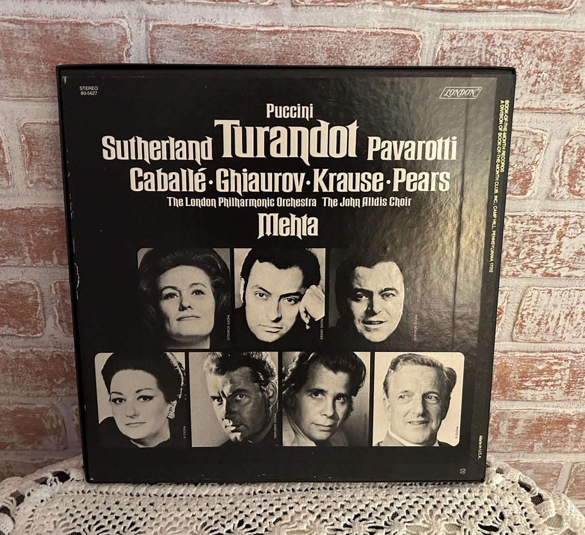 Vintage Puccini Turandot Mehta Sutherland Pavarotti Caballe Ghiaurov ...