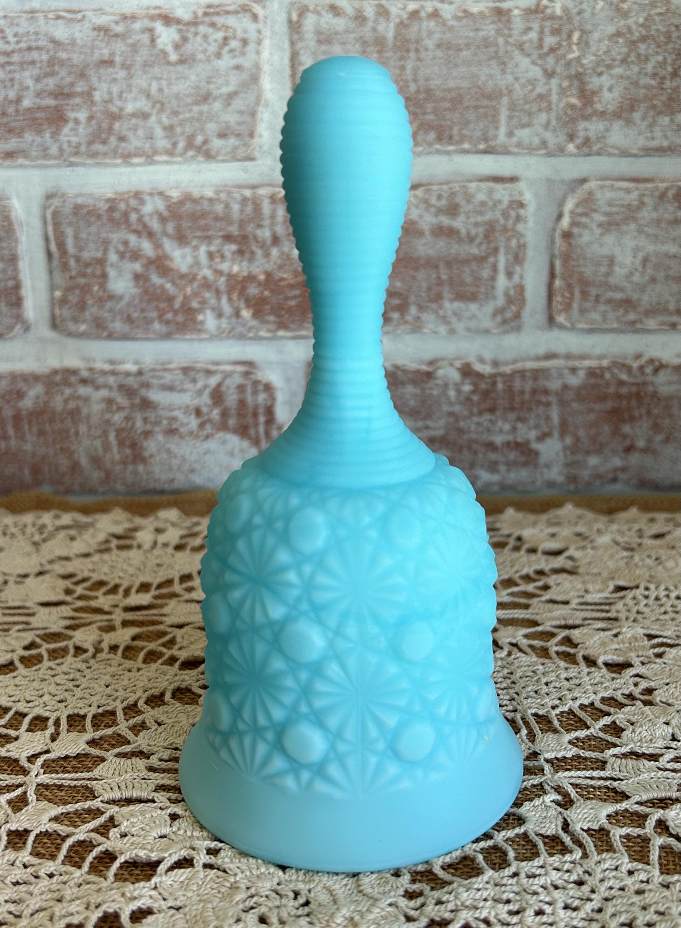 Vintage Fenton Blue Satin Glass Bell Daisy & Button Pattern – Frosted ...