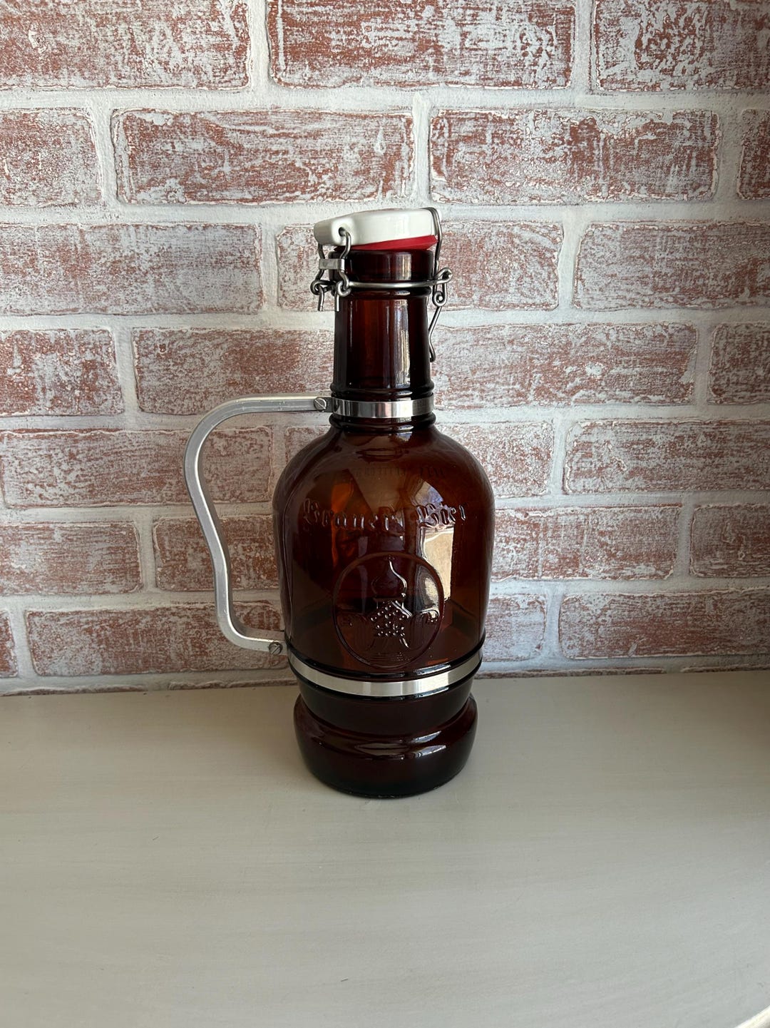 Vintage 1980s Old Munster Brewer 2 Liter Amber Glass Beer Growler, From ...
