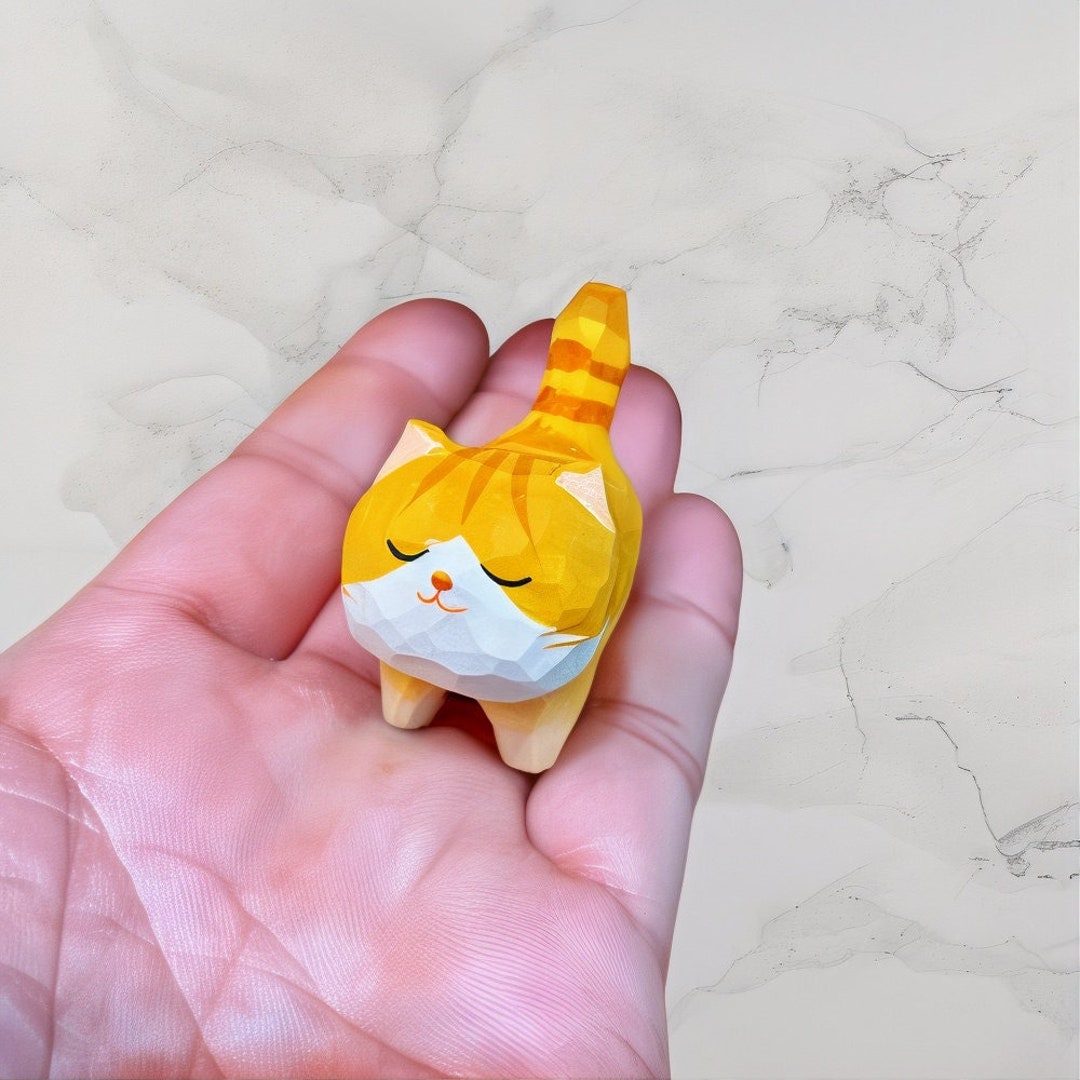 Cute Mini Cat Figurine, Tiny Cat Statue, Cat Lovers, Sculpture ...
