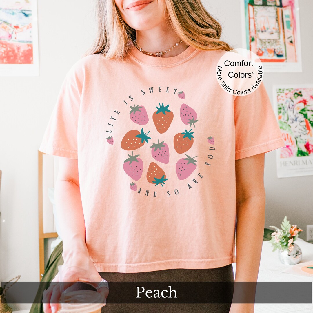 Strawberry Boxy Tee Comfort Colors® Cropped Tee Market Short Sleeve ...